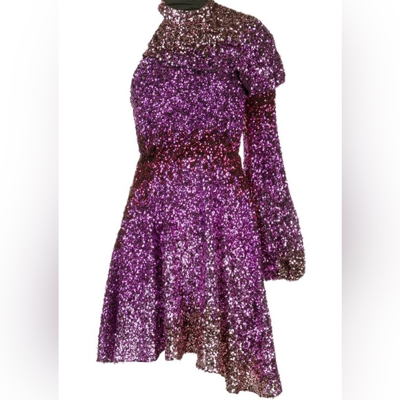 HALPERN | Dresses | Halpern Pink Dgrad Sequin Singleshoulder Fit And ...